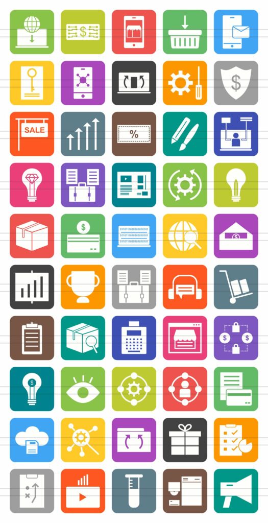 50 Web Flat Round Corner Icons – MasterBundles