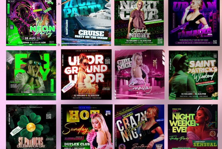 Bundle 12 Club Night Flyer PSD – MasterBundles