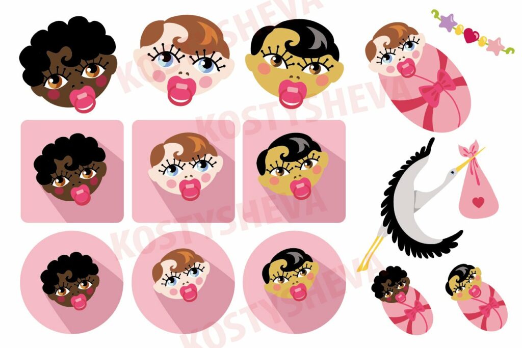 Newborn baby icons.Girl set 1 – MasterBundles