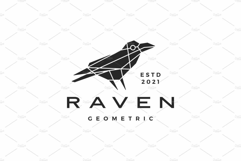 raven crow geometric polygonal logo – MasterBundles