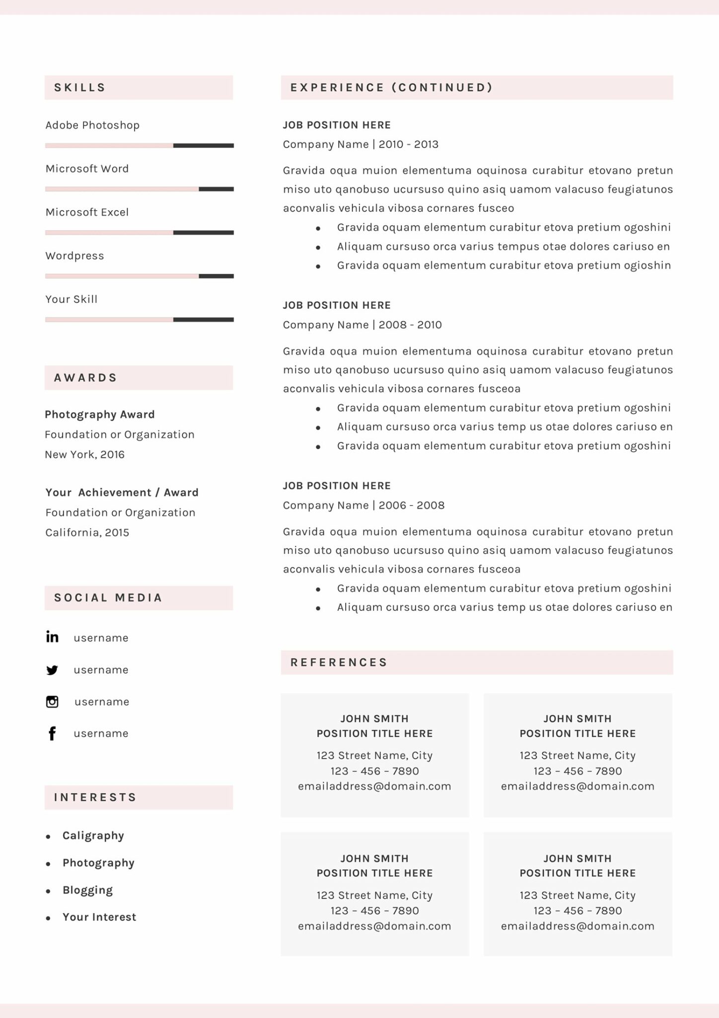 CV Resume Template for Word – MasterBundles