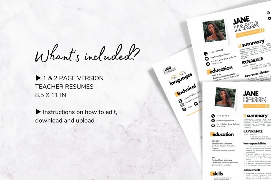 Elementary Teacher Resume Template – MasterBundles