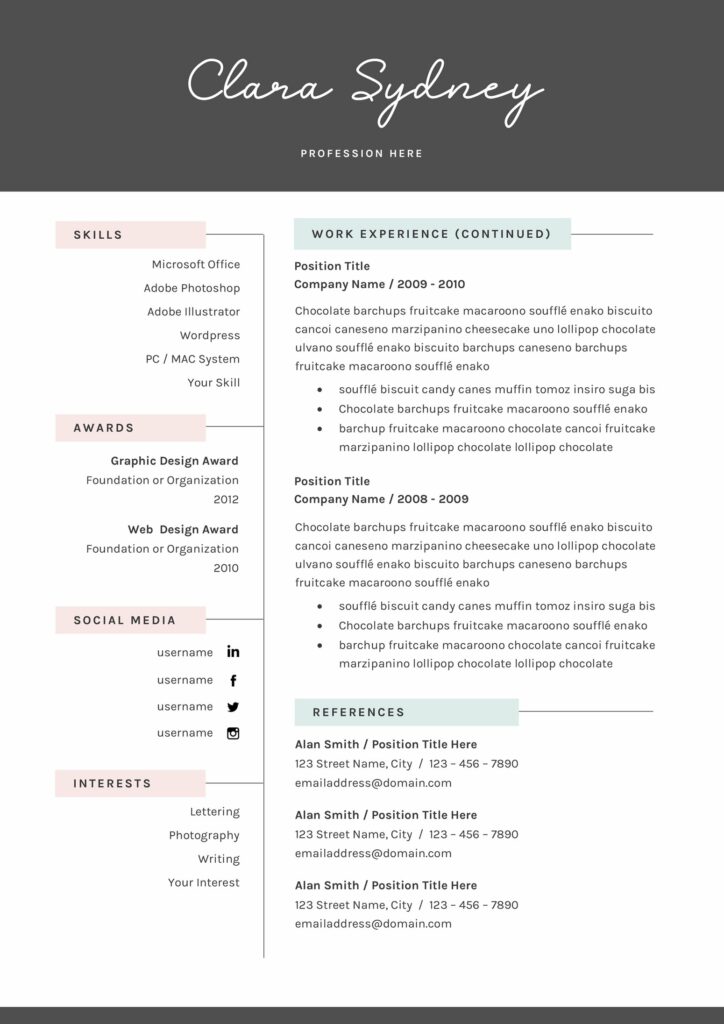 Creative Resume Template for Word – MasterBundles