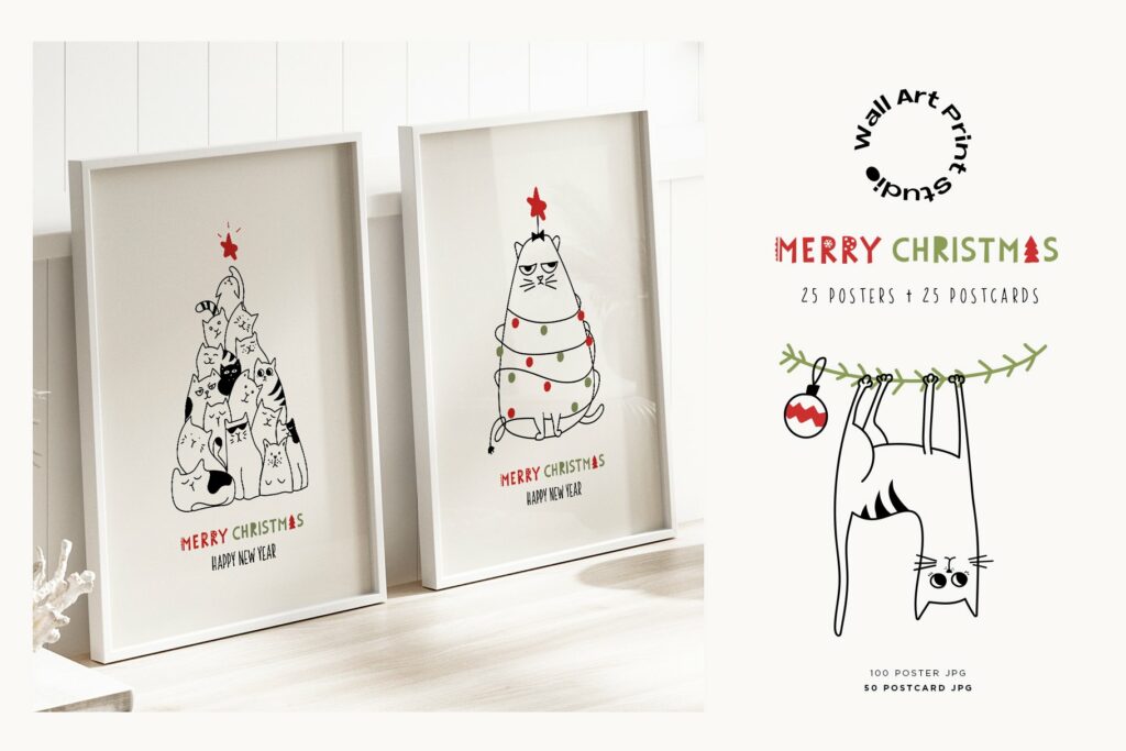 Merry Christmas Posters & Postcards – MasterBundles