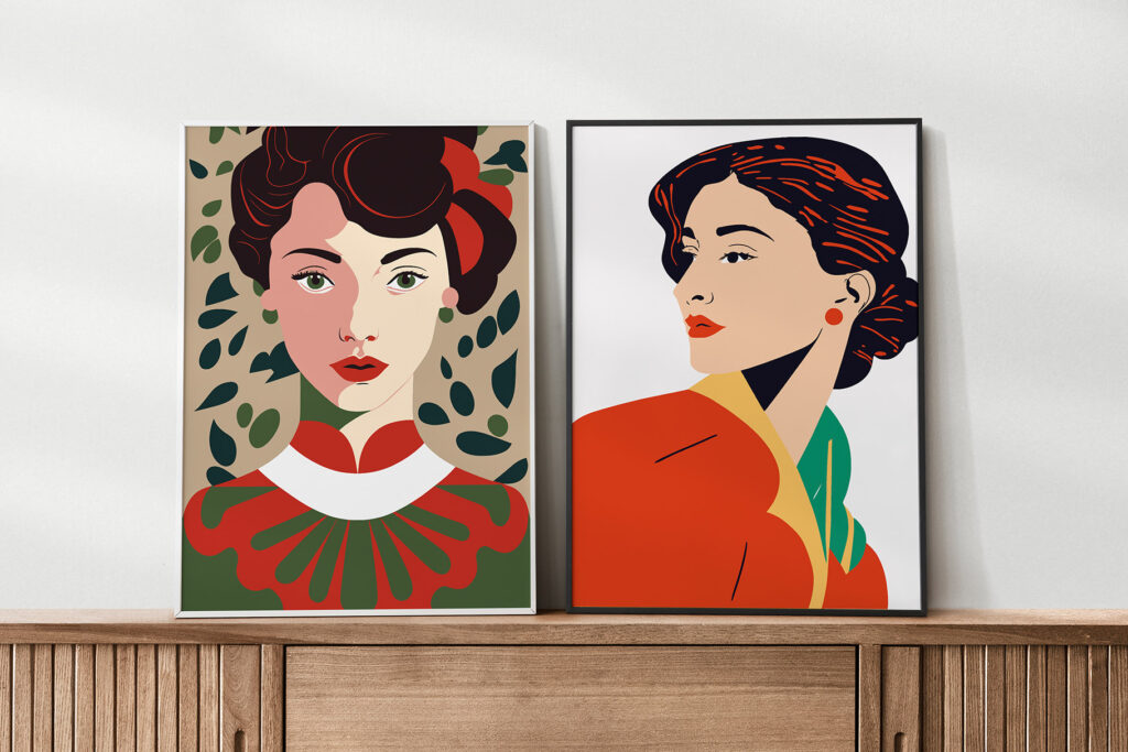 Modern Woman Art Print Matisee Style - MasterBundles