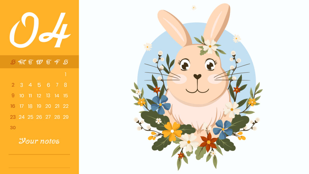 Free April Calendar with Rabbits – MasterBundles