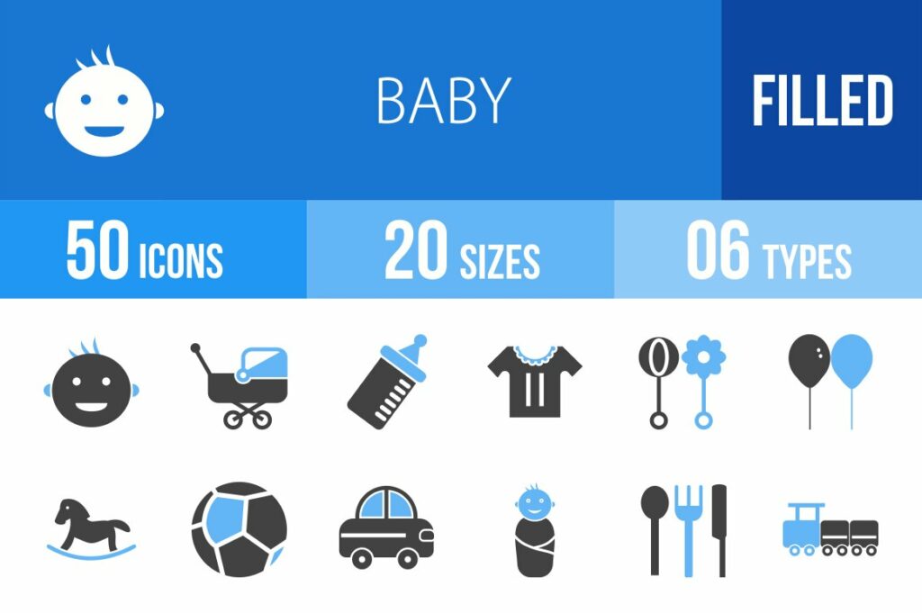 50 Baby Blue & Black Icons – MasterBundles