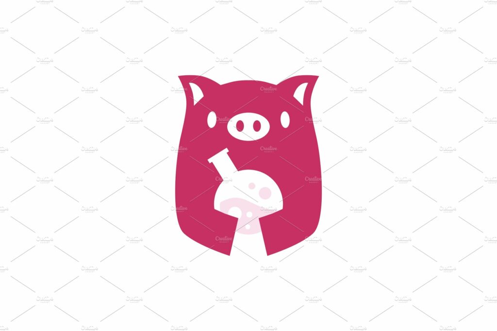 pig lab negative space logo vector – MasterBundles