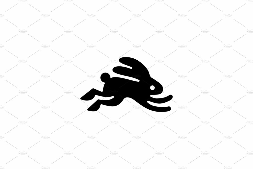 jumping rabbit hare bunny logo – MasterBundles