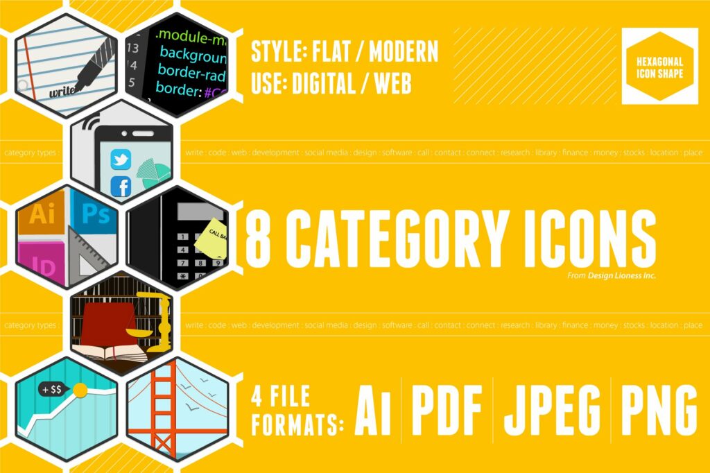 8 Flat Web Category Icons - Vector – MasterBundles