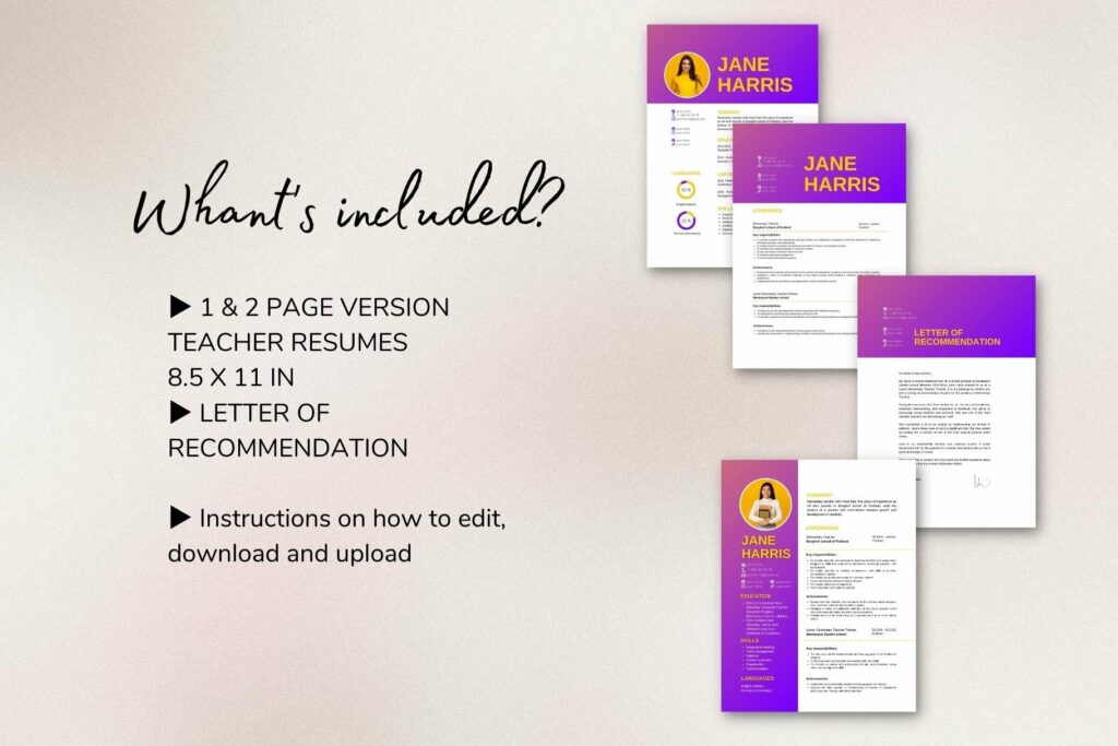 Teacher Resume Template |Canva – MasterBundles
