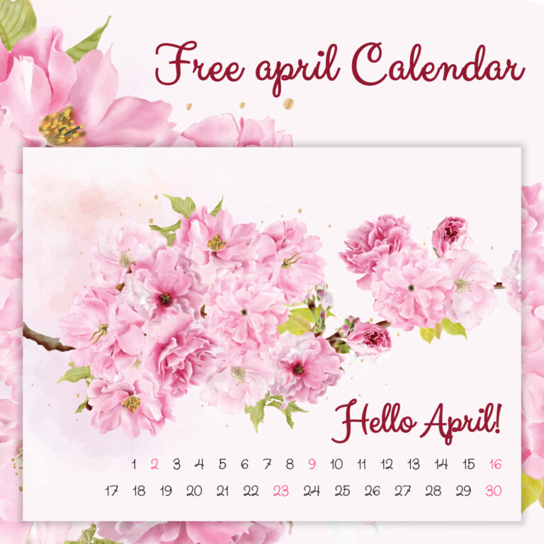 Free Printable April Calendar – MasterBundles