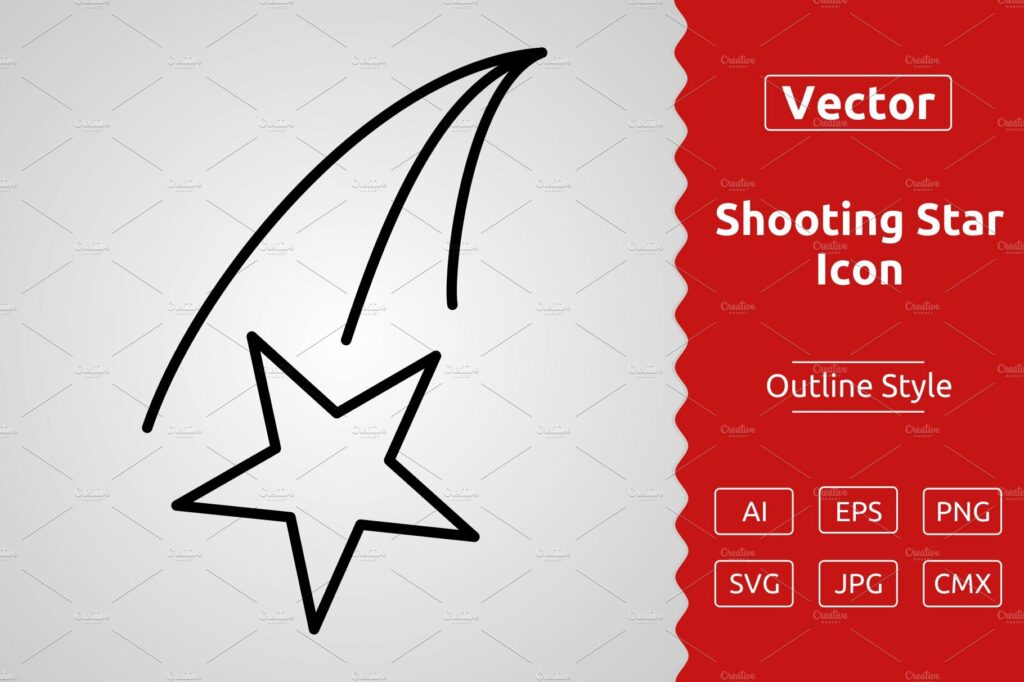 Vector Shooting Star Outline Icon – MasterBundles