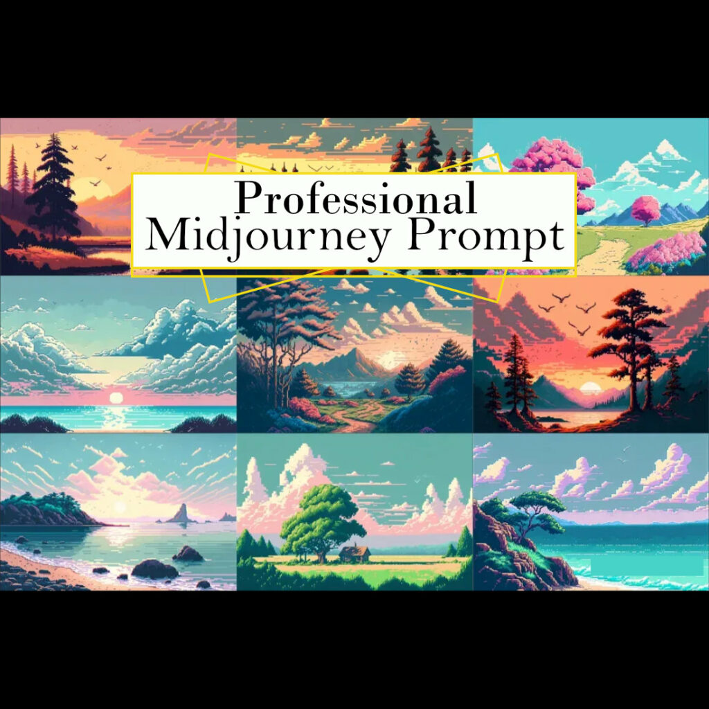 Pixel Nature Landscapes Midjourney Prompt - MasterBundles