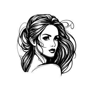 2 Beautiful Girls Logos , illustration ,Line Artwork,handwritten ...