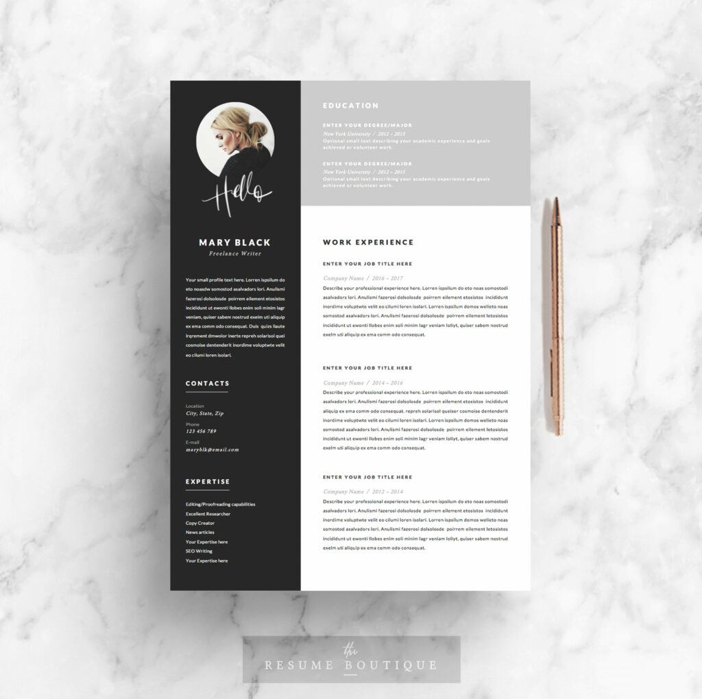 5 page Resume Template | Blackie – MasterBundles
