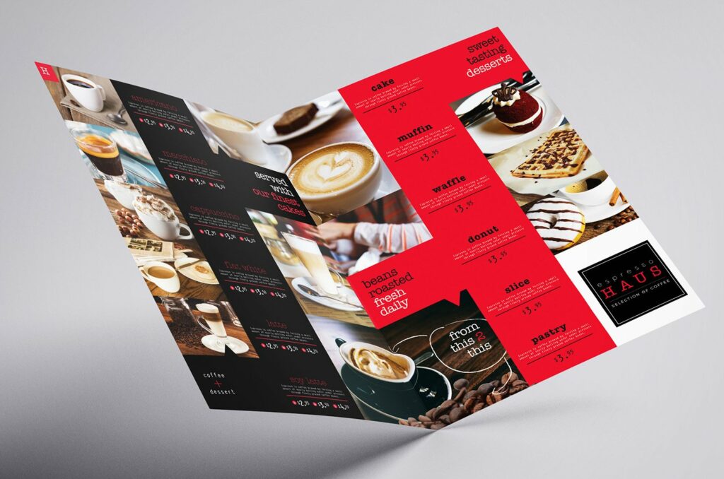 Folding A3 Cafe Menu Template – MasterBundles