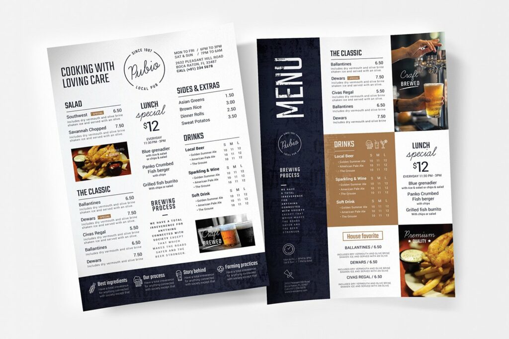 Bar Menu Templates Pack – MasterBundles