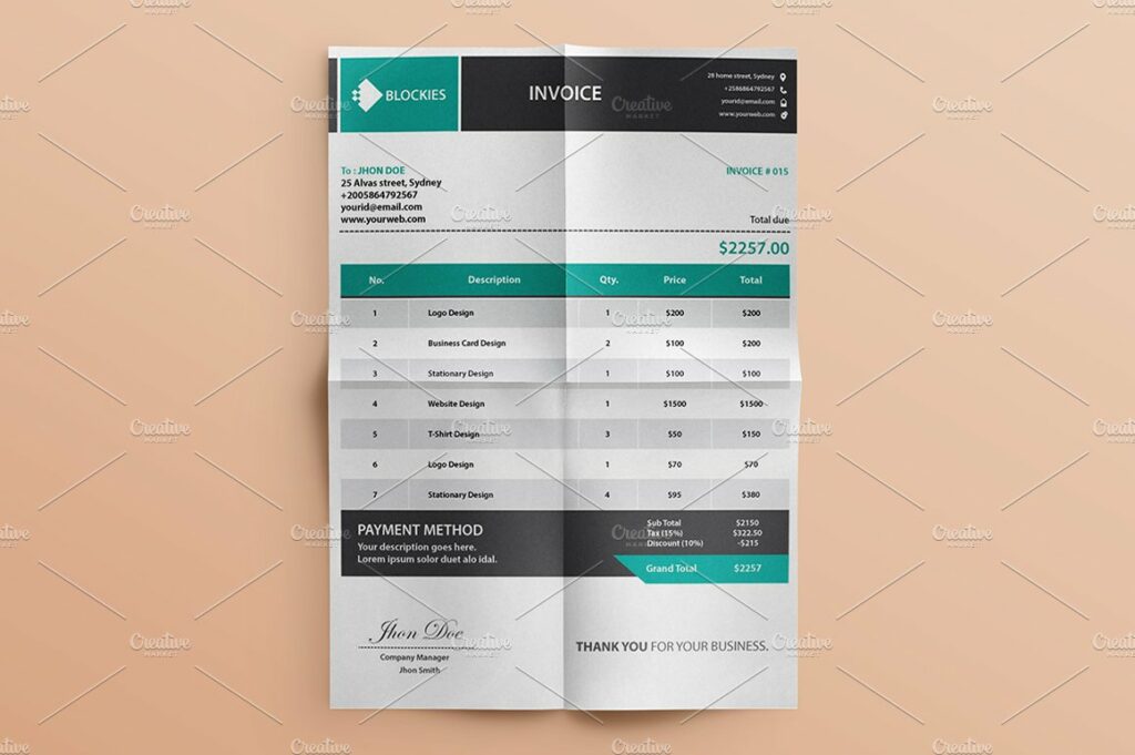 (40% Off) Simple & Clean Invoice – MasterBundles