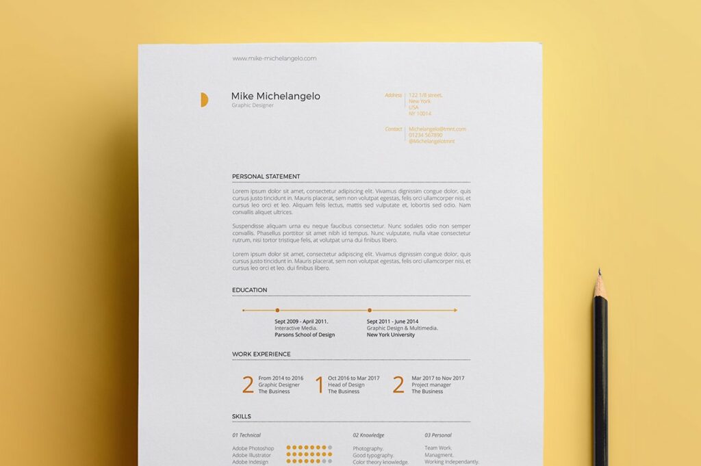 Resume Template Pack | Michelangelo – MasterBundles