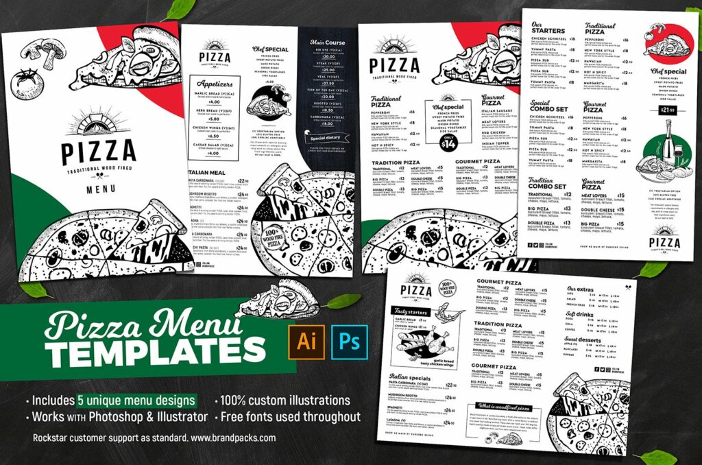 A4 Pizza Menu Templates – MasterBundles