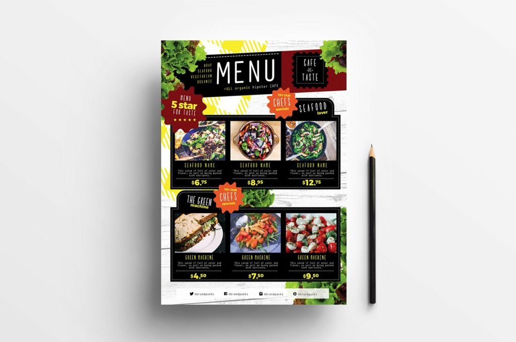 A4 Salad Menu Template – MasterBundles