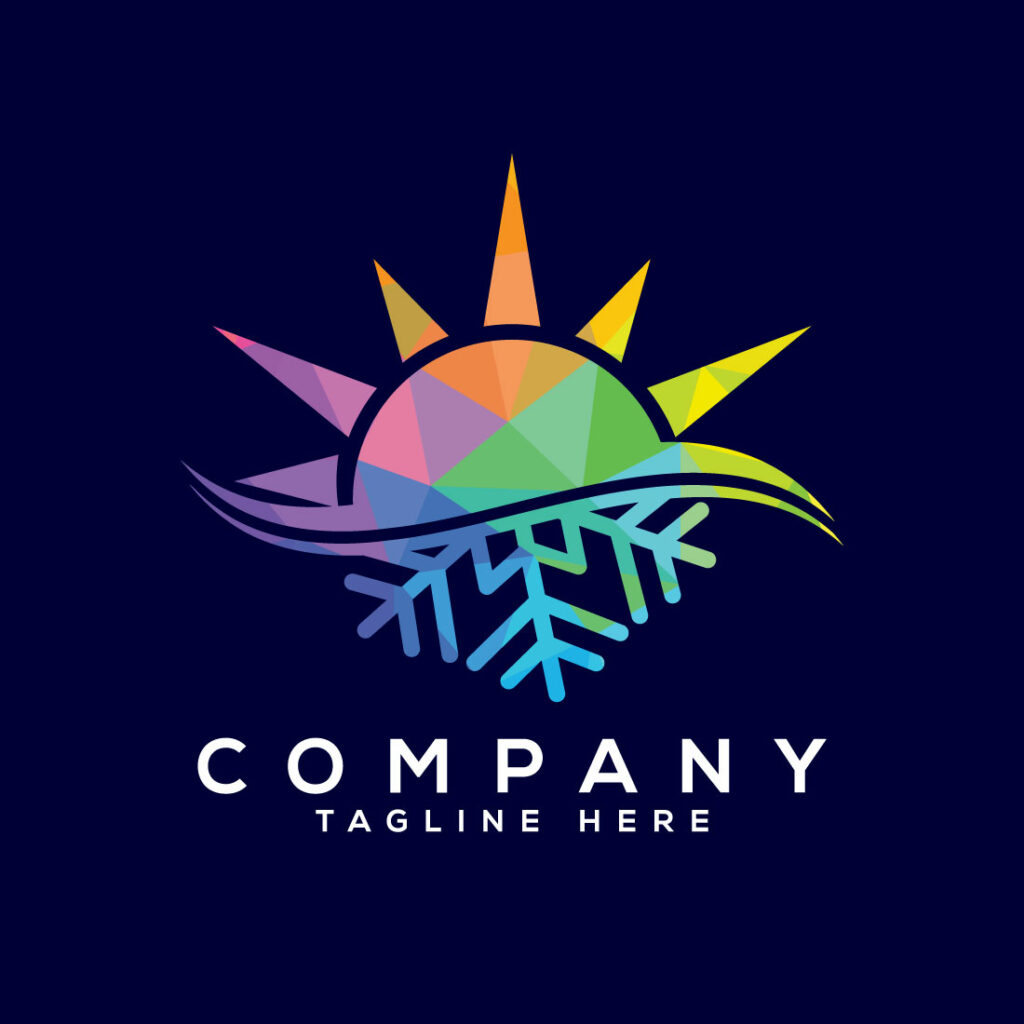 Air Conditioner Low Poly Logo Sign Symbol Hot And Cold Symbol