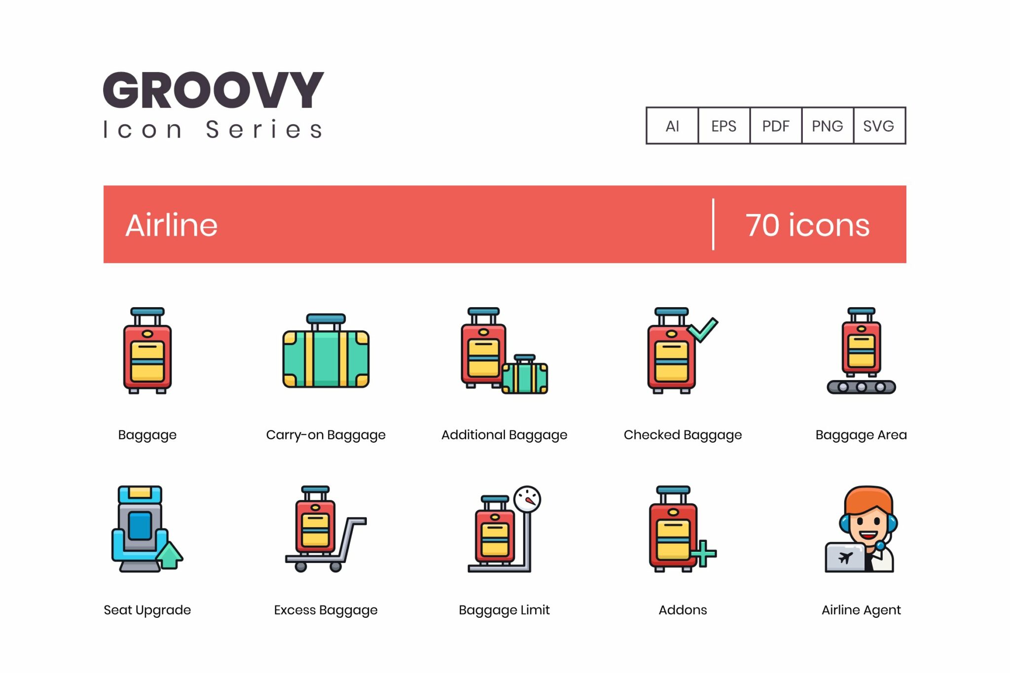 70 Airline Icons - Groovy Series – MasterBundles