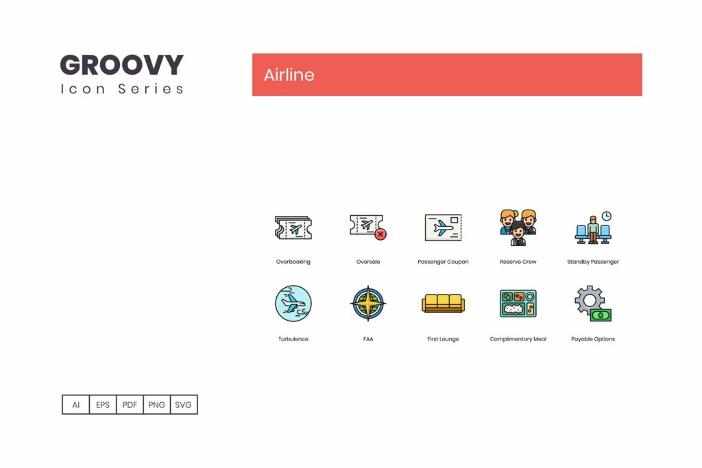 70 Airline Icons - Groovy Series – MasterBundles