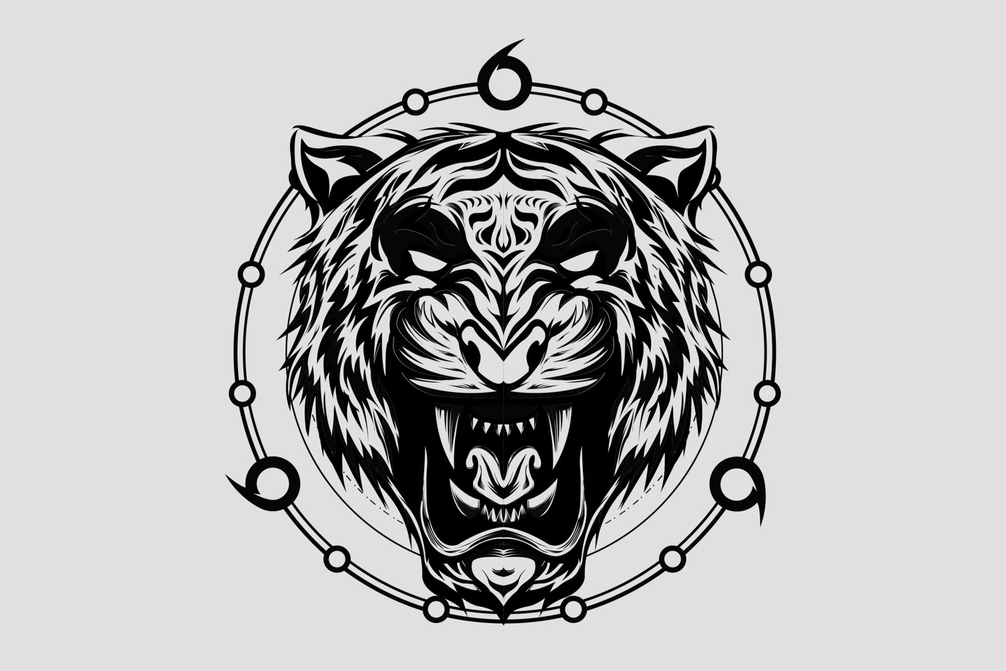 Tiger illustration logo with sacred – MasterBundles