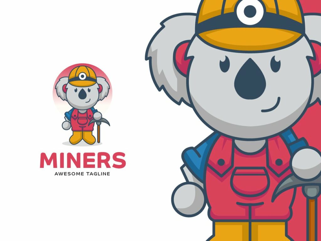 Koala Miners Mascot Logo – MasterBundles