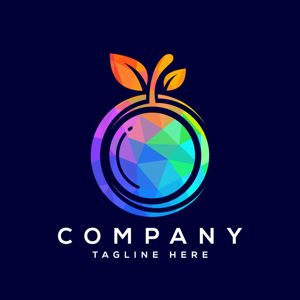 Low poly style abstract apple logo sign Design