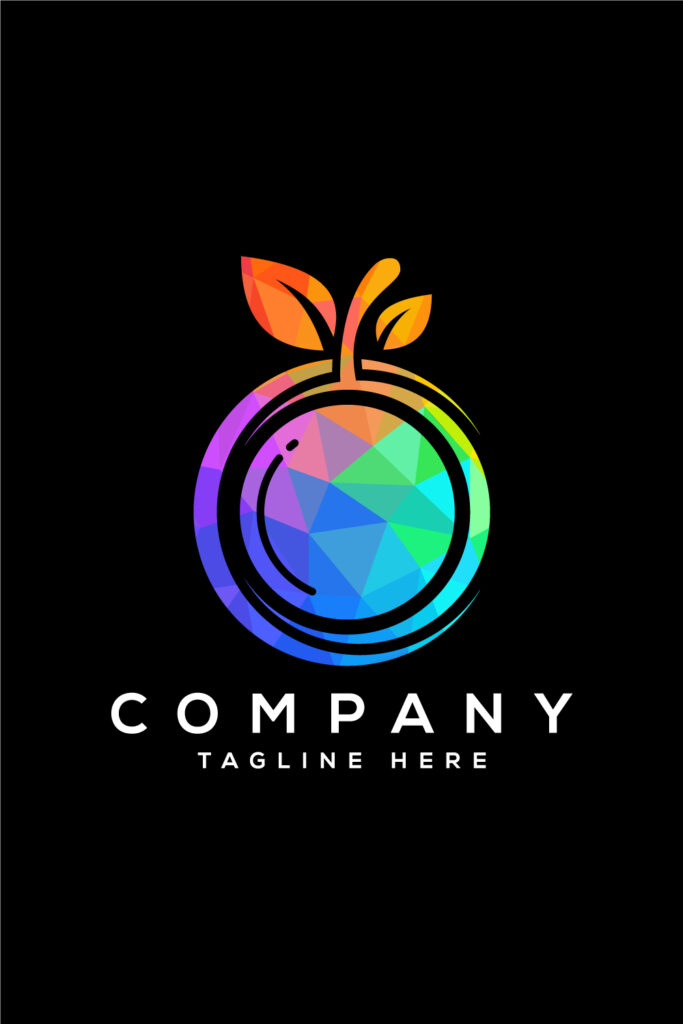 Low poly style abstract apple logo sign Design