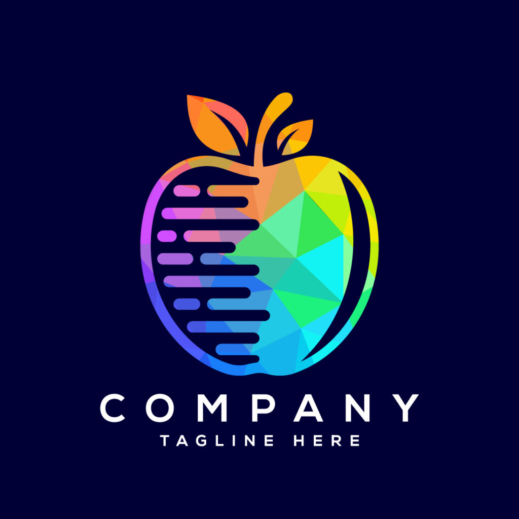 Low poly style apple technology logo sign symbol in flat style ...