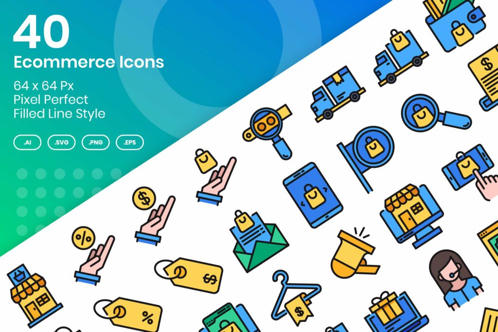 40 Ecommerce - Filled Line – MasterBundles