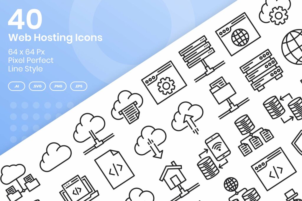 40 Web Hosting - Line – MasterBundles