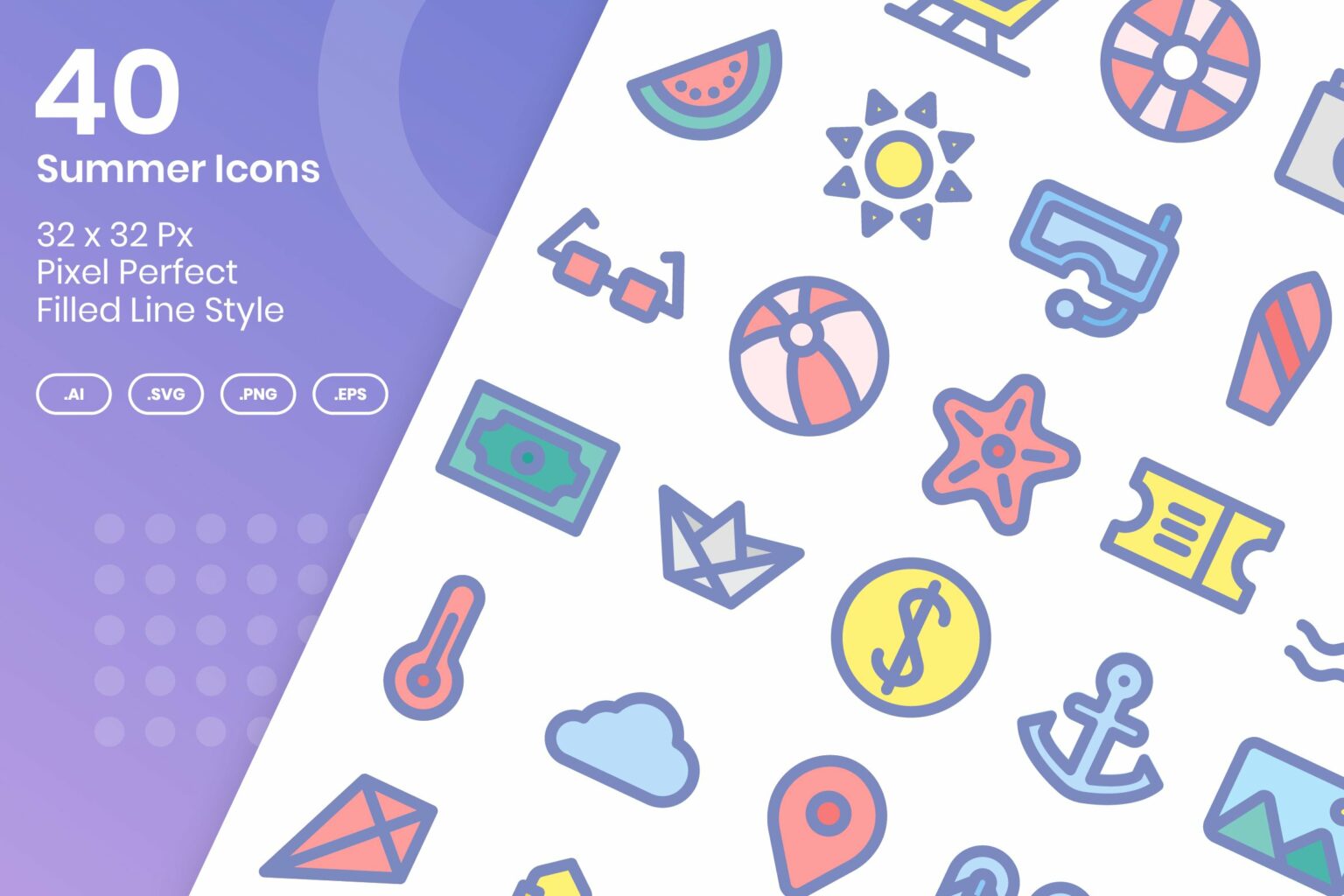 40 Summer - Filled Line – MasterBundles