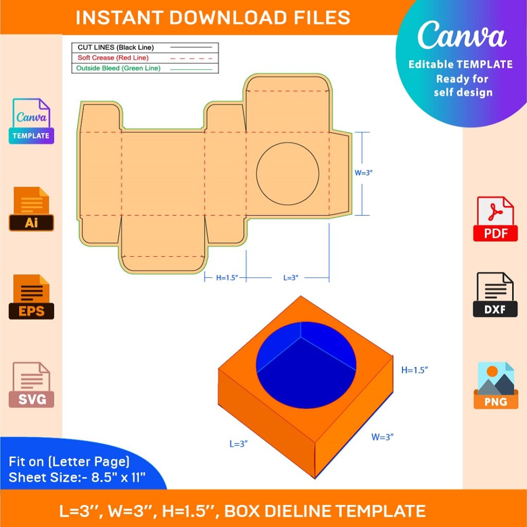 Assortment Soap Box, Round Window Display Box, Dieline Template Ai, PDF ...