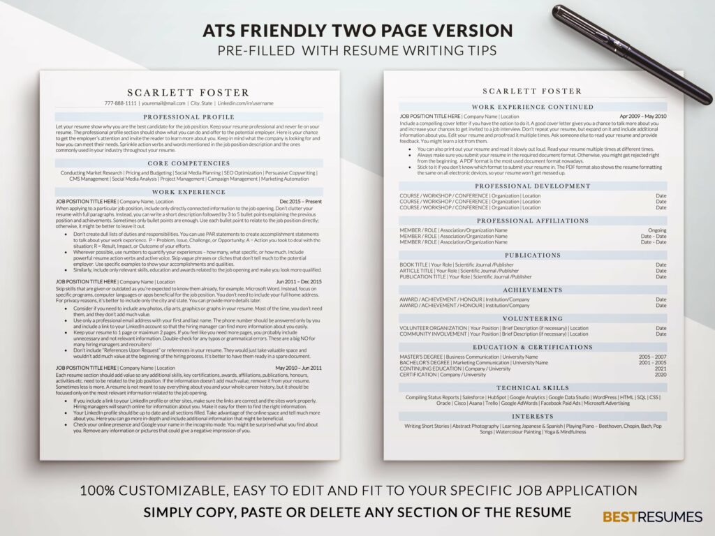 ATS Friendly Executive Resume / CV – MasterBundles