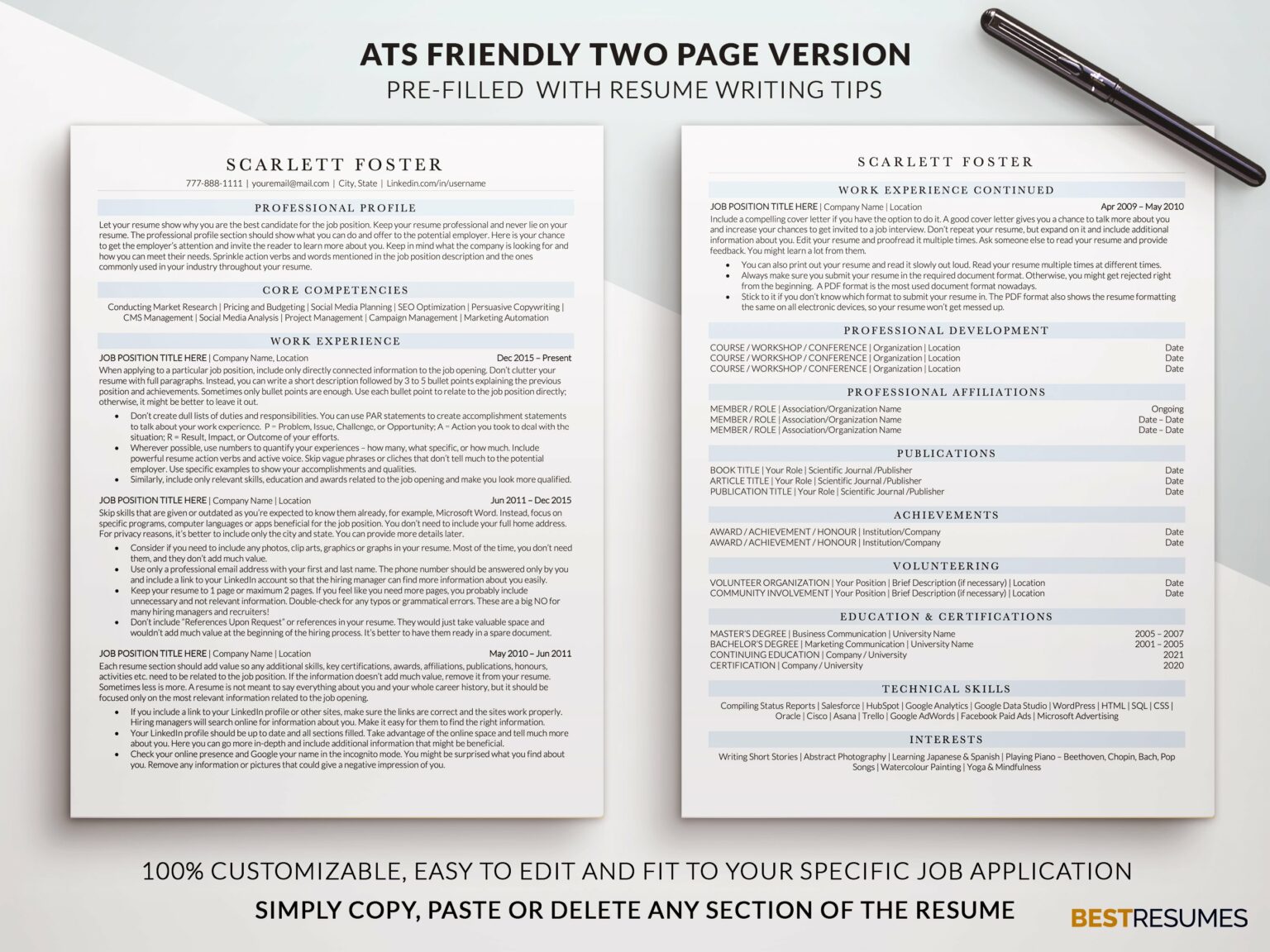 ATS Friendly Executive Resume / CV – MasterBundles