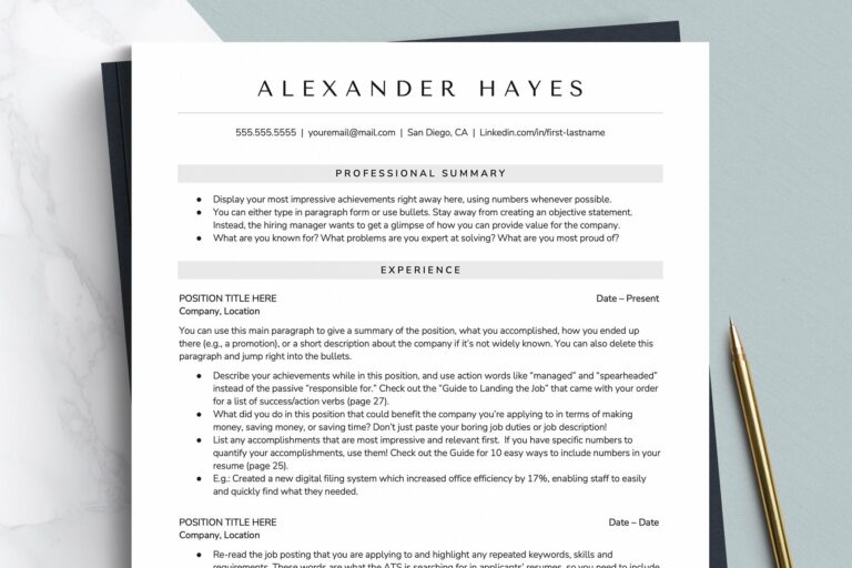 ATS Resume Template Format – MasterBundles