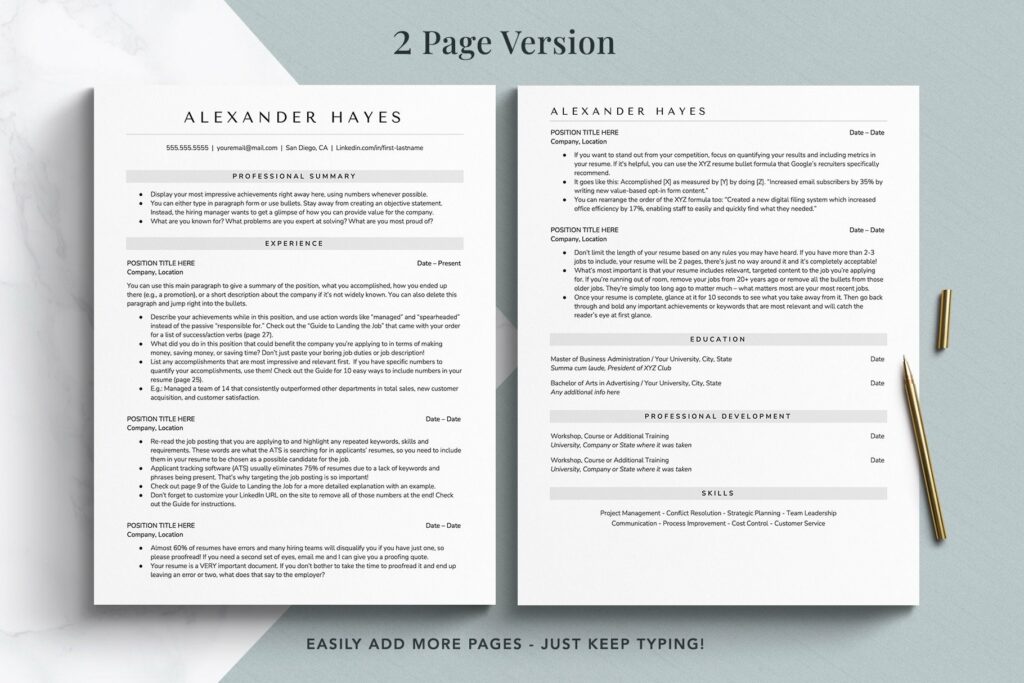 ATS Resume Template Format – MasterBundles