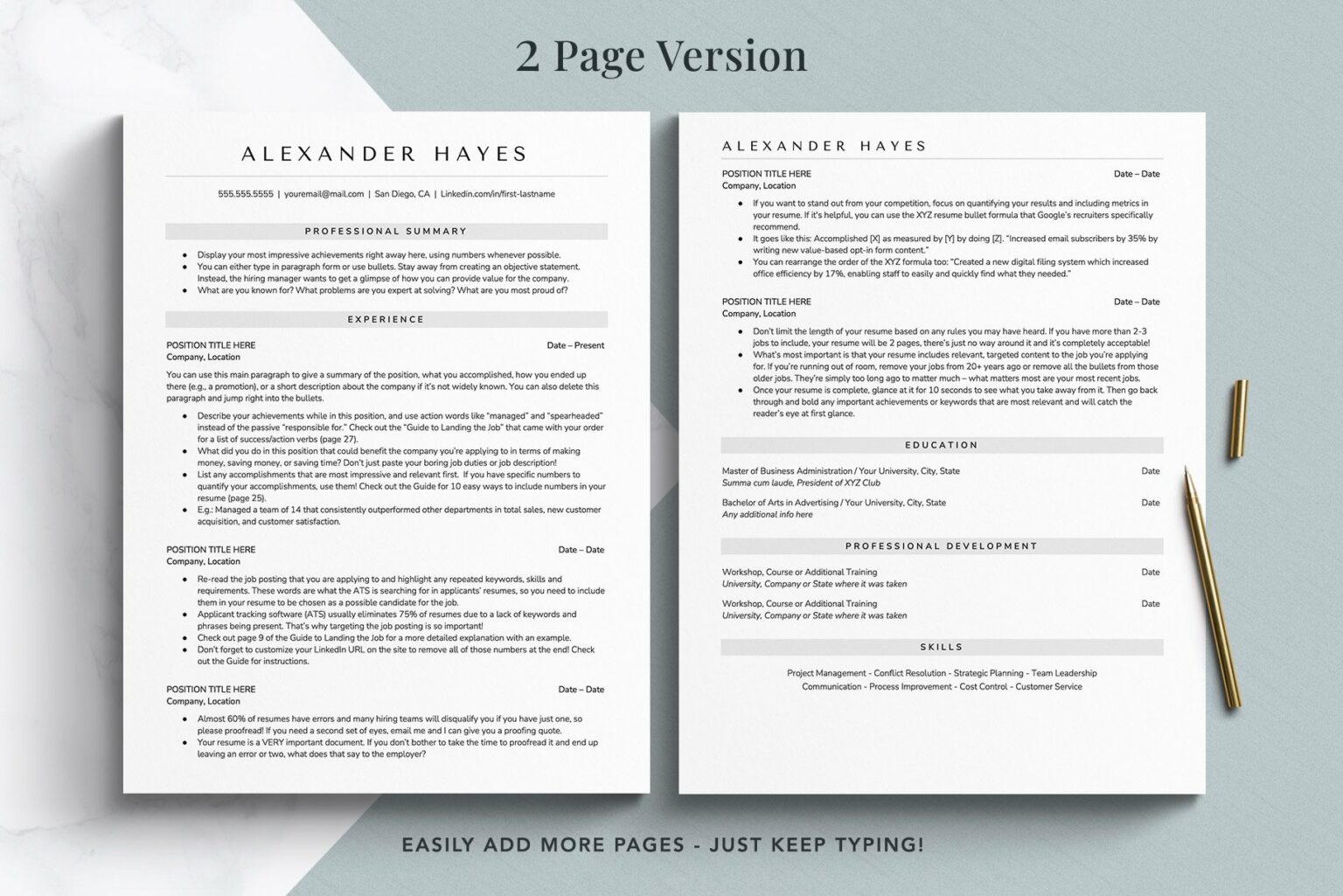 ATS Resume Template Format – MasterBundles