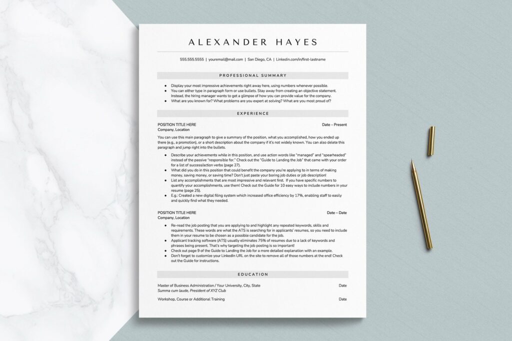 ATS Resume Template Format – MasterBundles