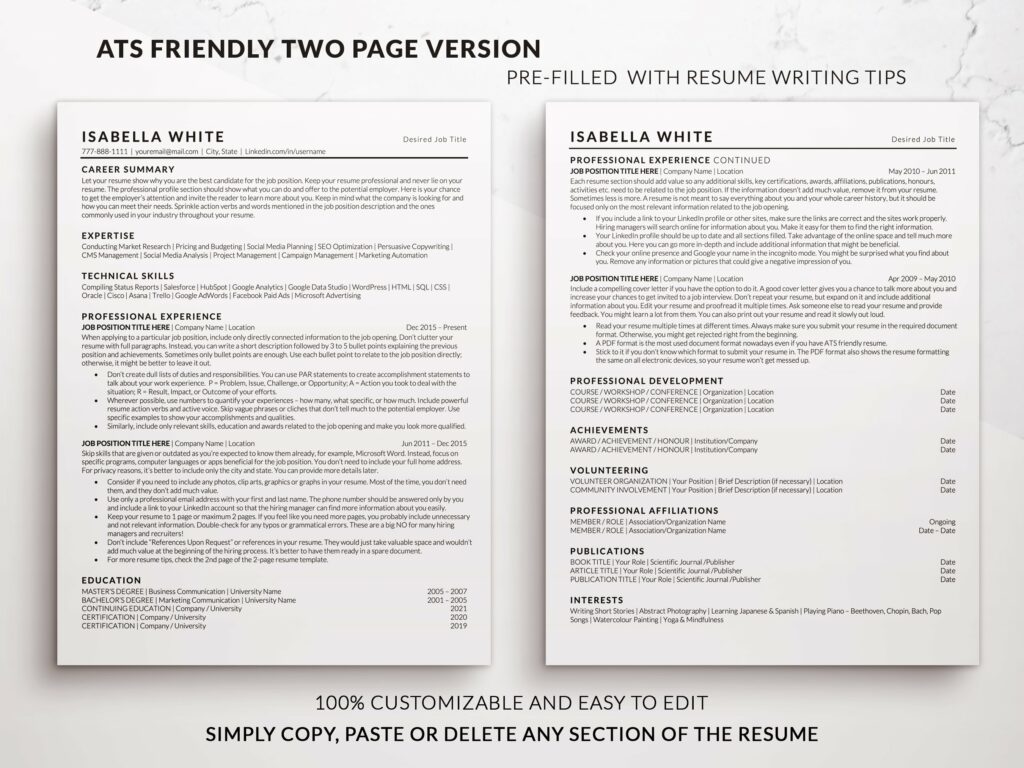 ATS Friendly Resume Template – MasterBundles