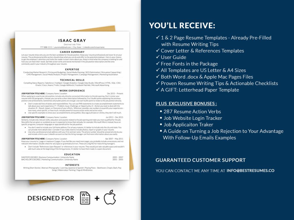 ATS Resume Template Word Mac Pages – MasterBundles