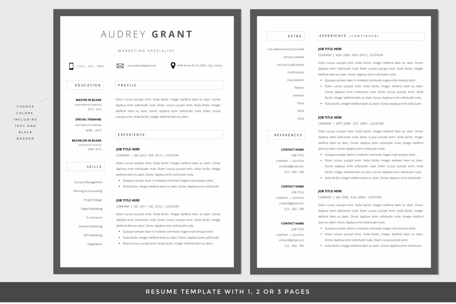 Resume Cv Template Word Masterbundles