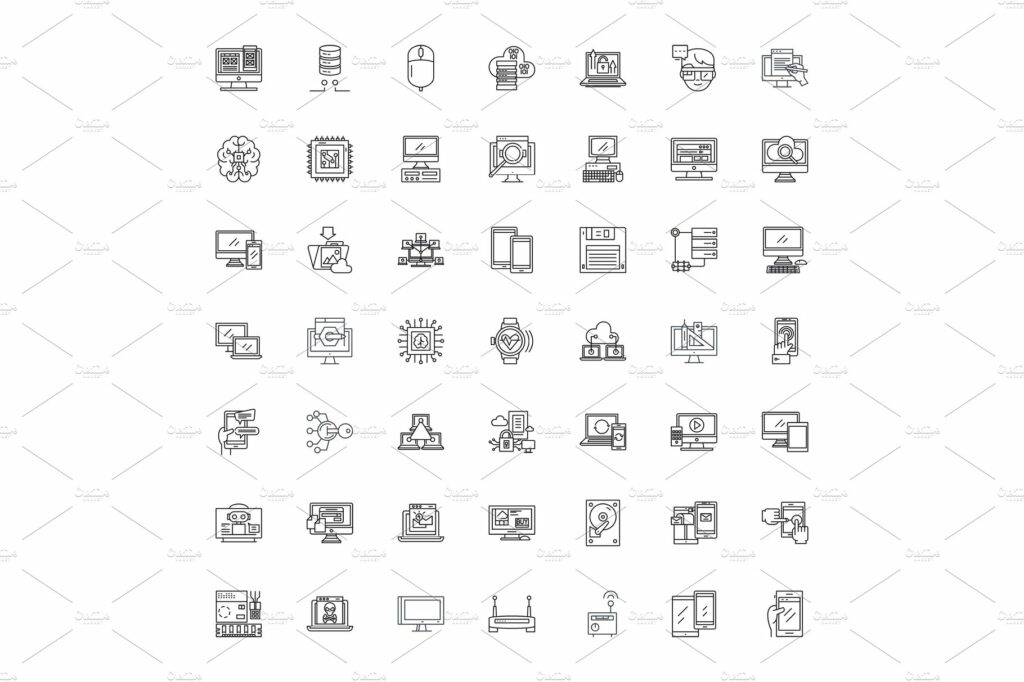 Computer devices linear icons, signs – MasterBundles