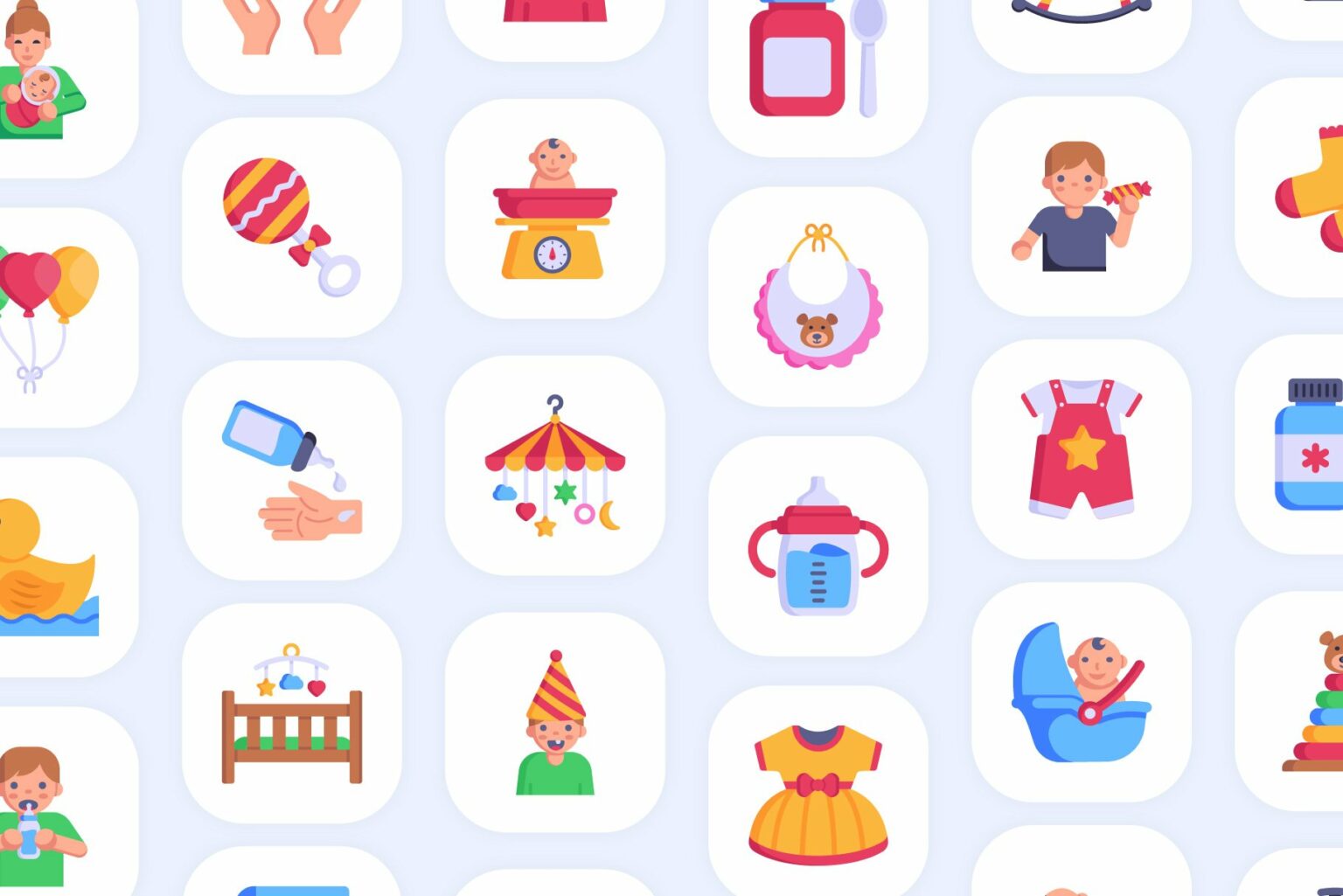 50 Childhood Flat vector Icons – MasterBundles