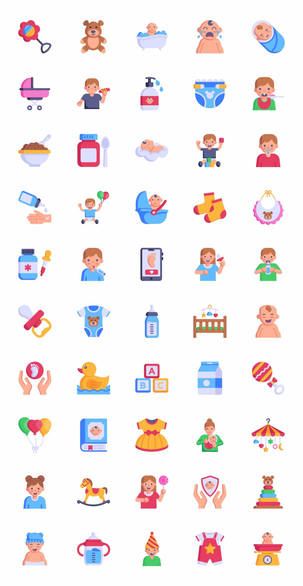 50 Childhood Flat vector Icons – MasterBundles